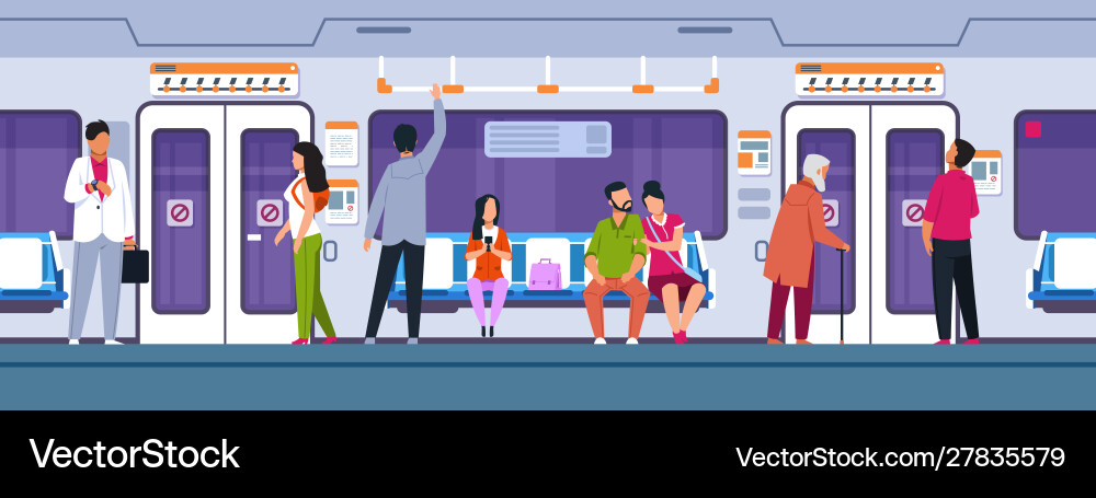 City Commuters - Train Passengers Royalty Free Vector Image