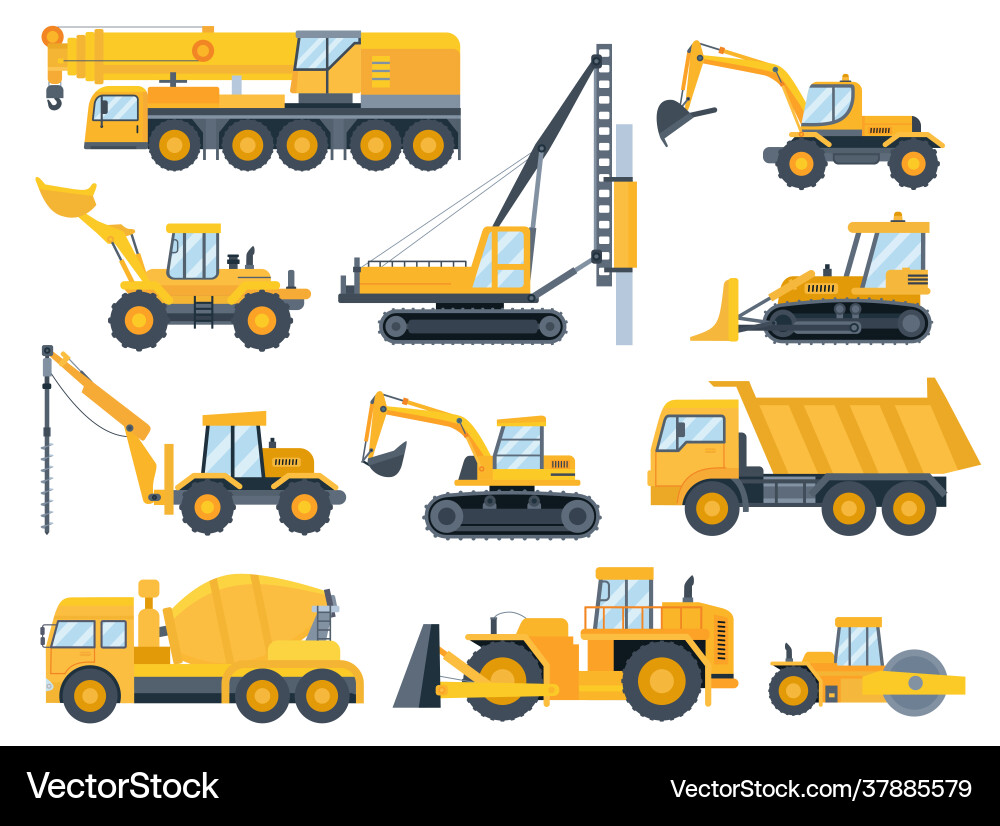 Construction machines heavy machinery for build Vector Image