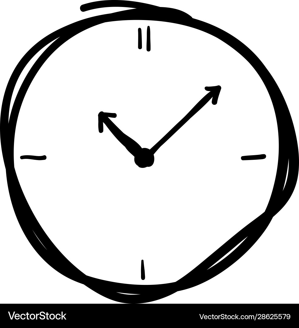 Hand Drawn Doodle Clock Icon Royalty Free Vector Image
