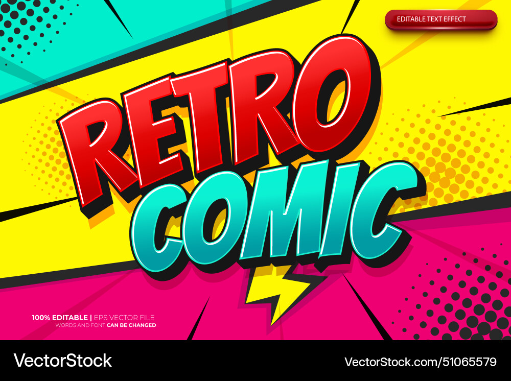 Retro comic text effect Royalty Free Vector Image