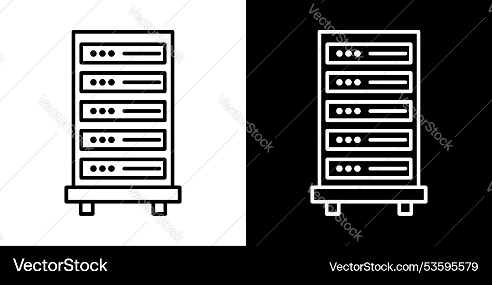 Server rack thin line icon set Royalty Free Vector Image