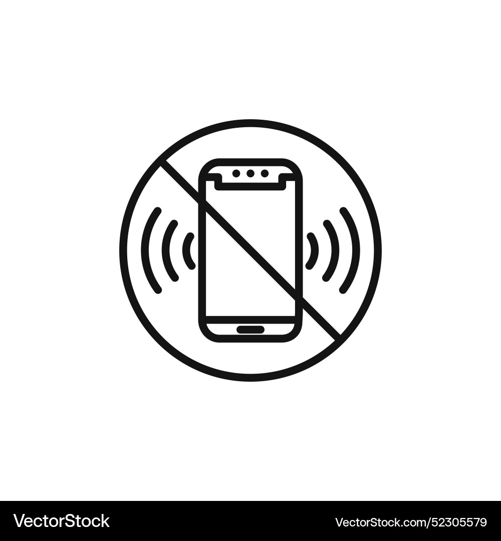 Silent phone icon outline collection in black and Vector Image