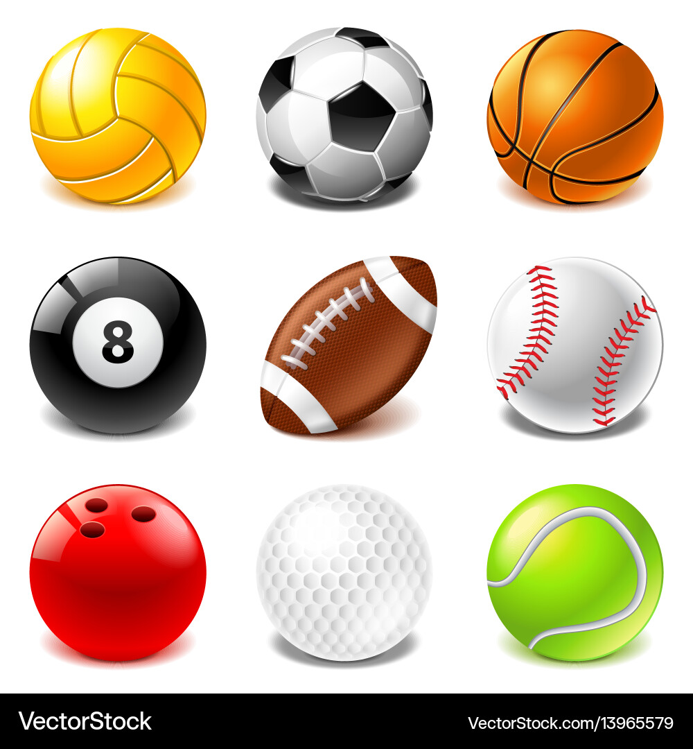 Sport balls icons set Royalty Free Vector Image