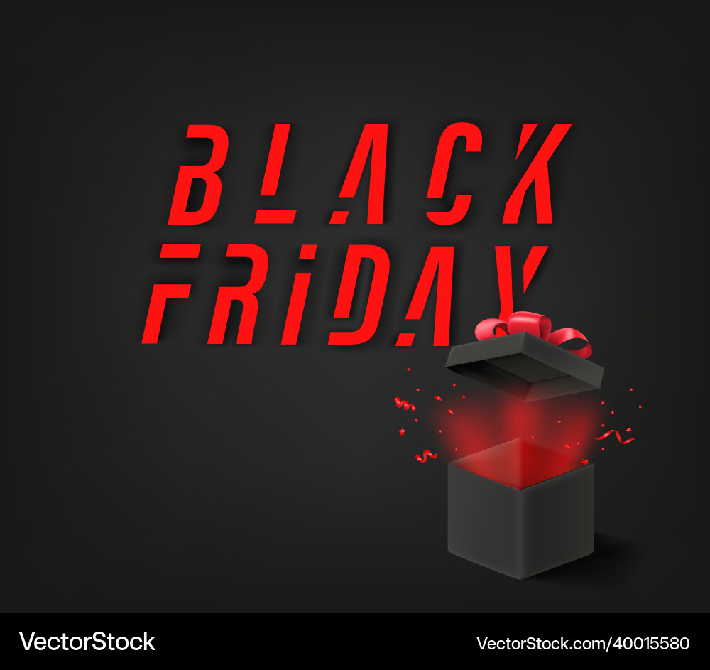 Black Friday Gift Box Offer Banner Royalty Free Vector Image