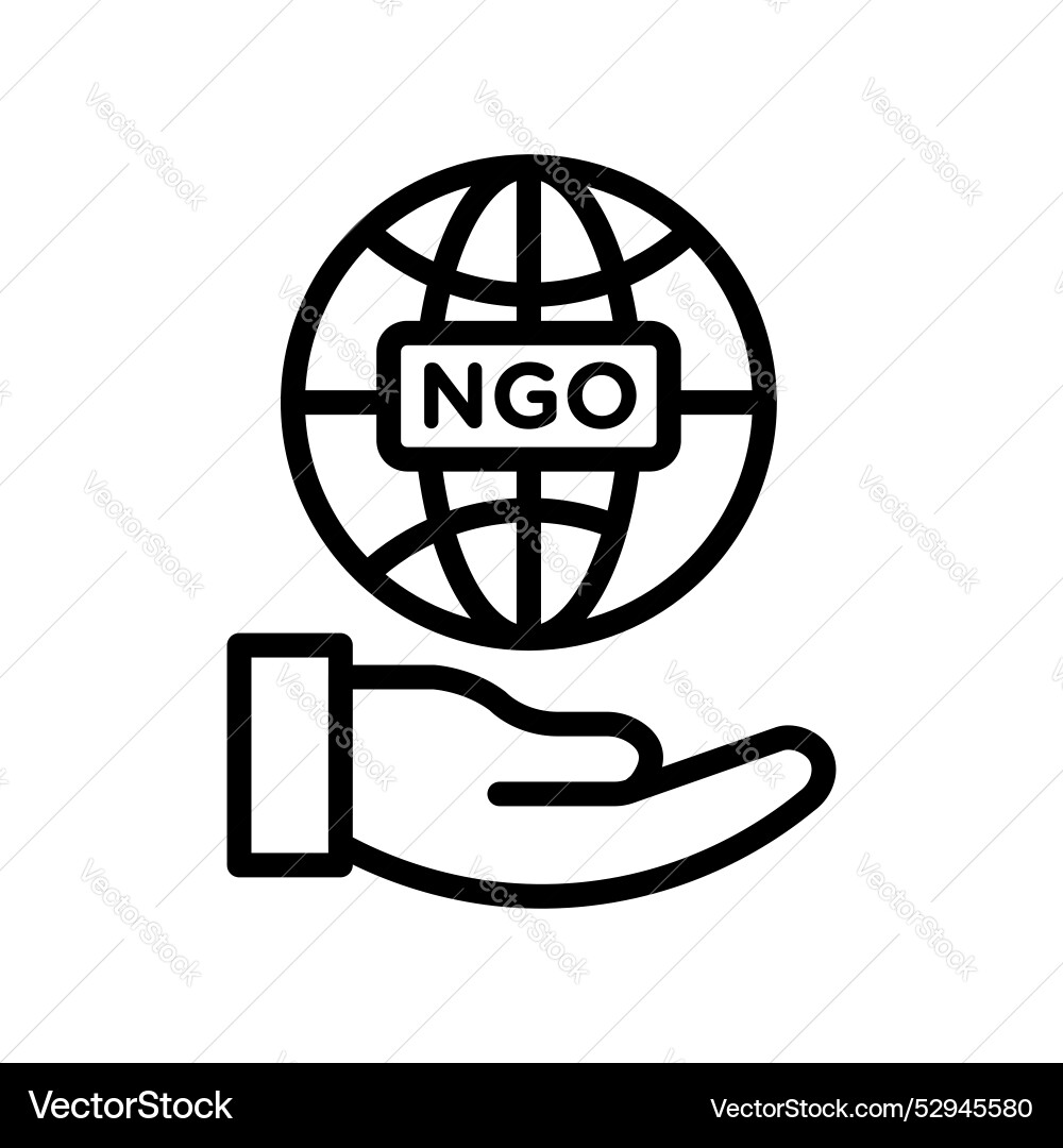 Ngo line icon isolated on white background Vector Image
