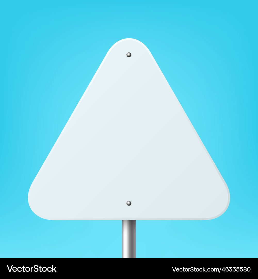 White blank triangle road sign frame icon Vector Image