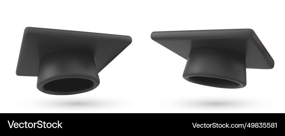 3D Graduation Cap Icon - Academic Celebration Vector Image