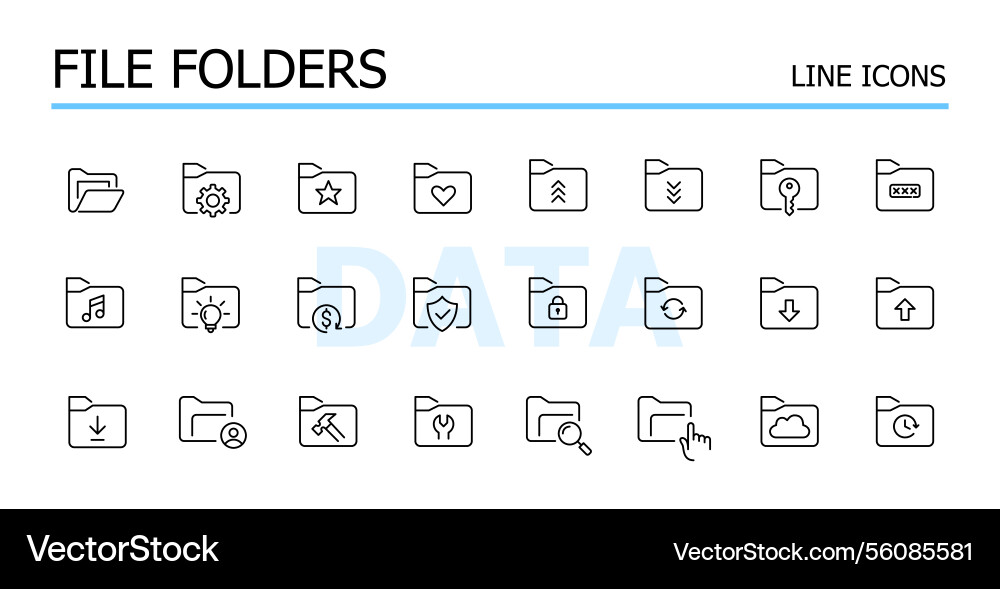 Data storage file folders secure documents and Vector Image
