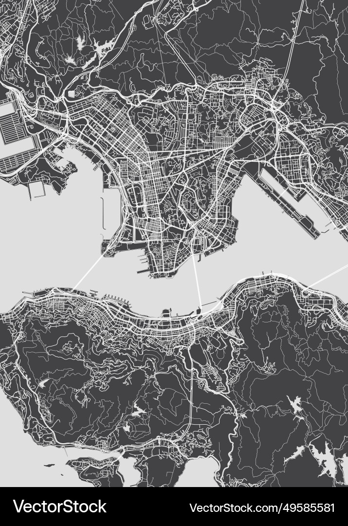Detailed Hong Kong City Map Royalty Free Vector Image