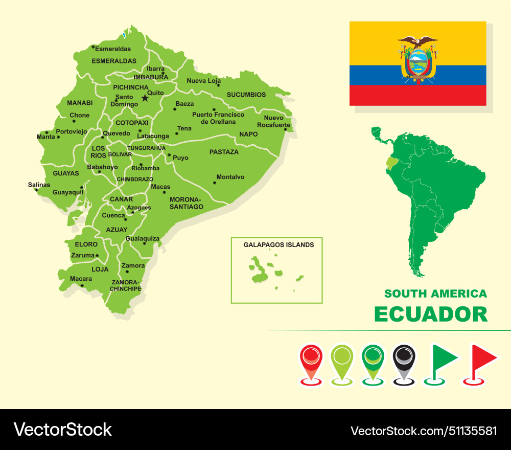 Ecuador map Royalty Free Vector Image - VectorStock