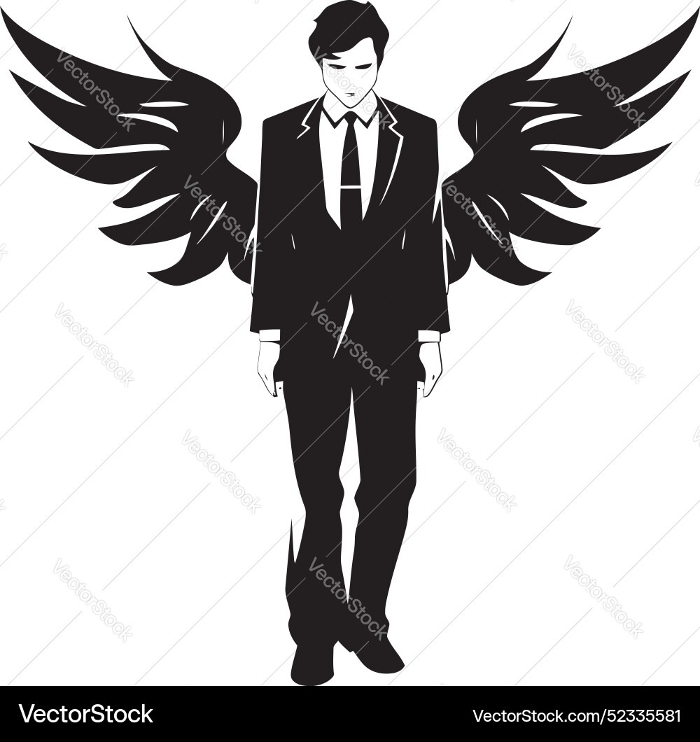 Heavenly returns black angelic emblem Royalty Free Vector
