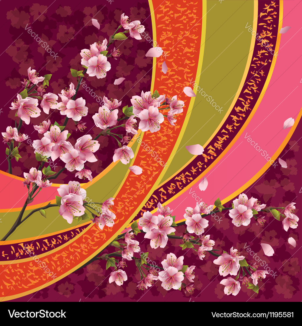 Japanese pattern with sakura blossom Royalty Free Vector
