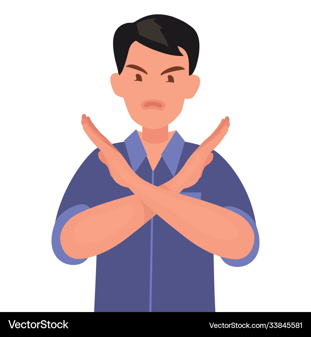 Man shows a gesture no or stop Royalty Free Vector Image