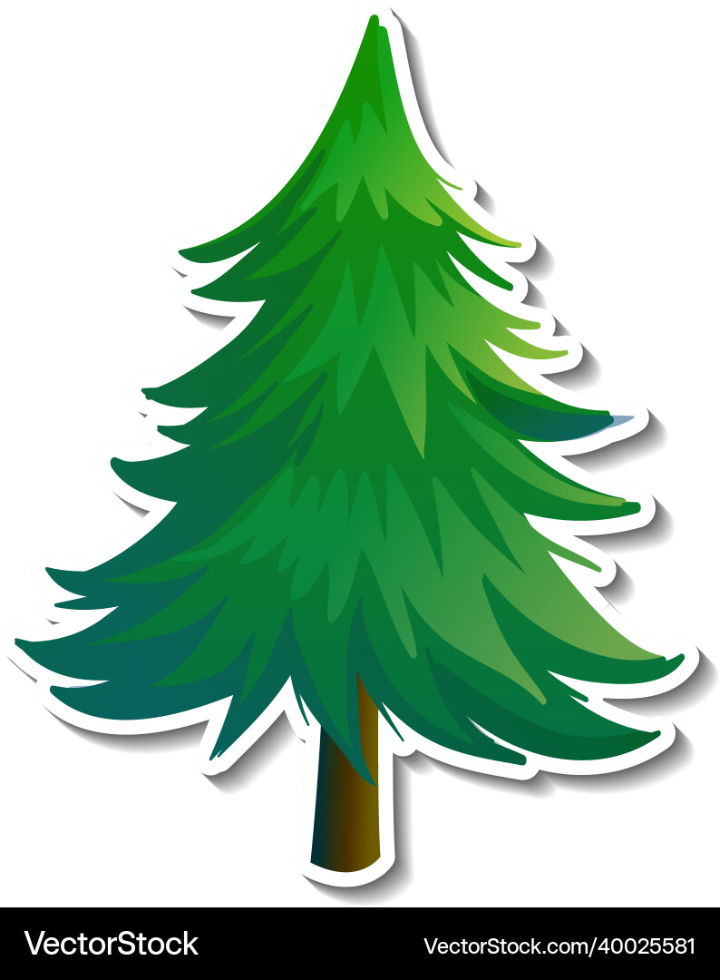 Pine tree sticker on white background Royalty Free Vector