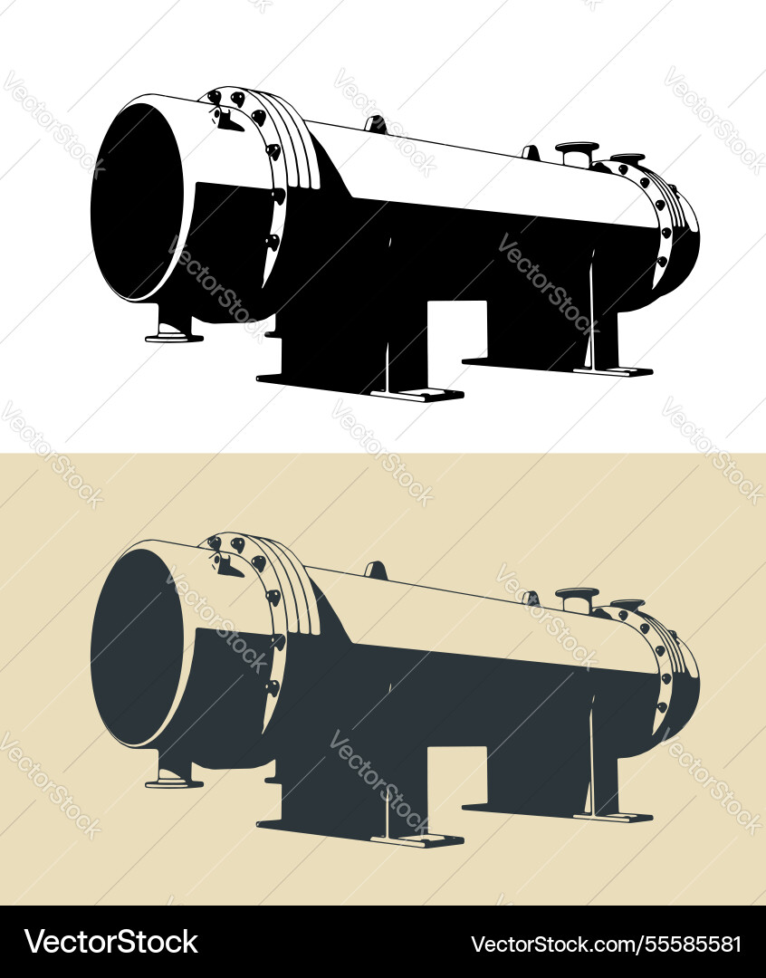 Shell and tube heat exchanger Royalty Free Vector Image