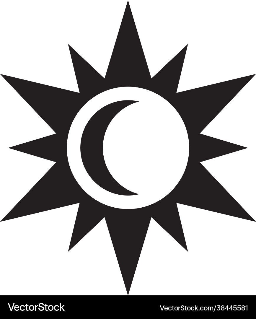 Sun and crescent moon Royalty Free Vector Image