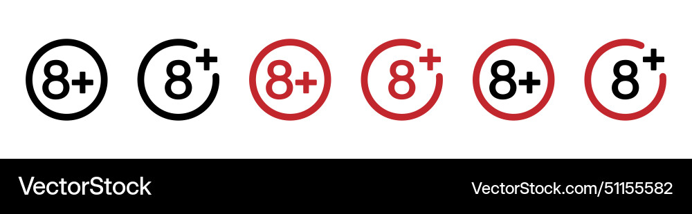 8 age restriction signs set Royalty Free Vector Image