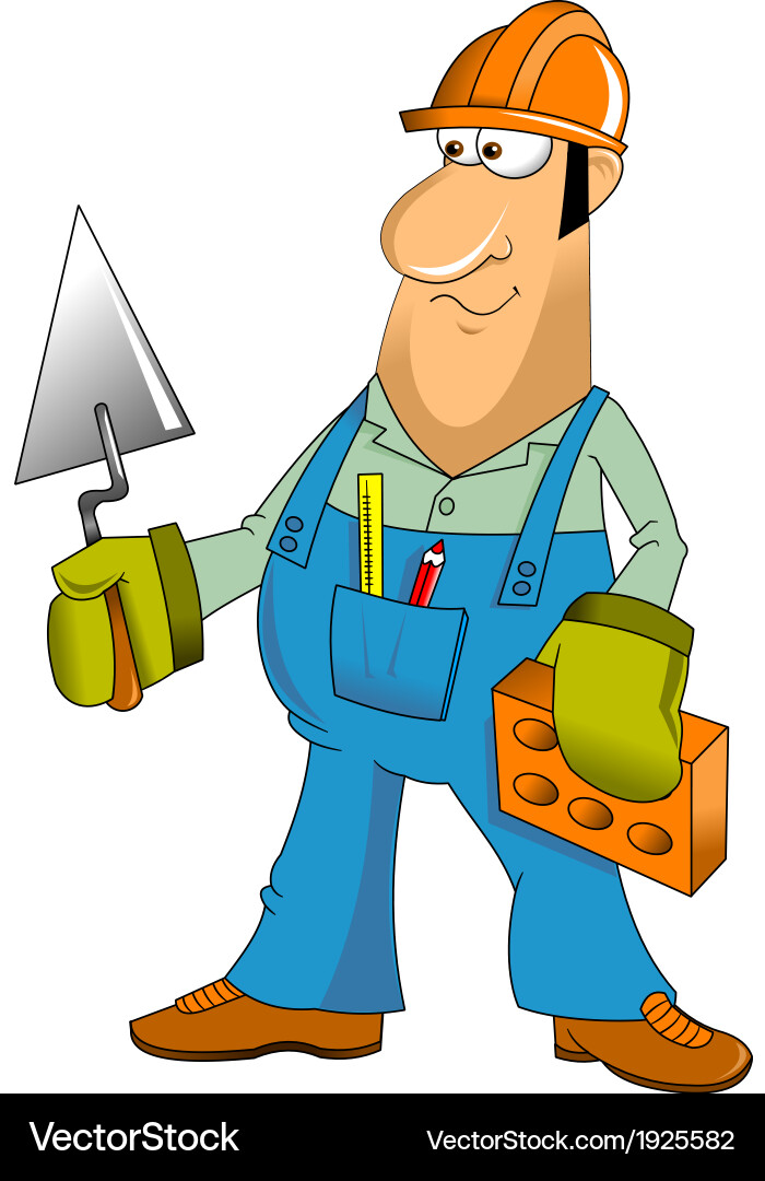 Bauherr Cartoon Lizenzfreies Vektorbild - VectorStock