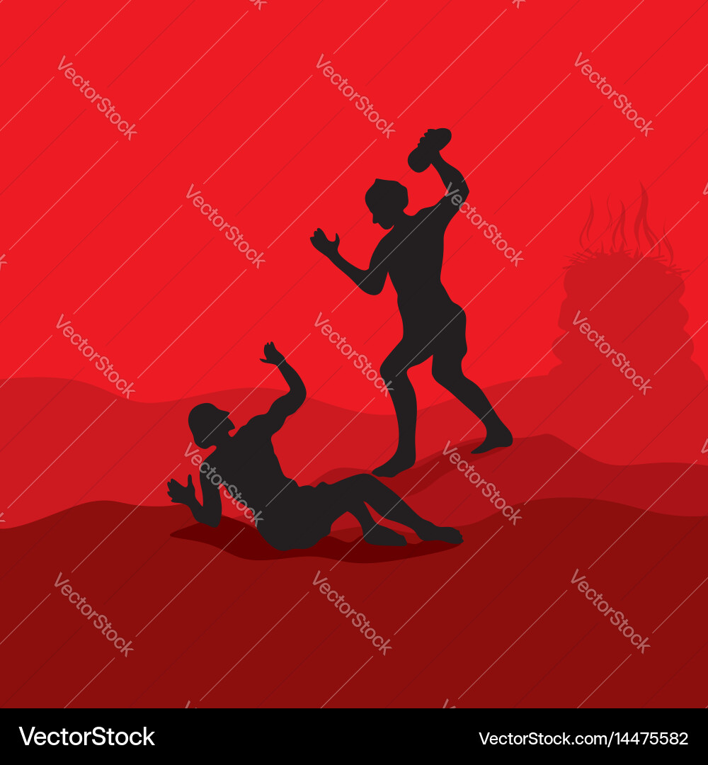 Cain kills his brother abel Royalty Free Vector Image