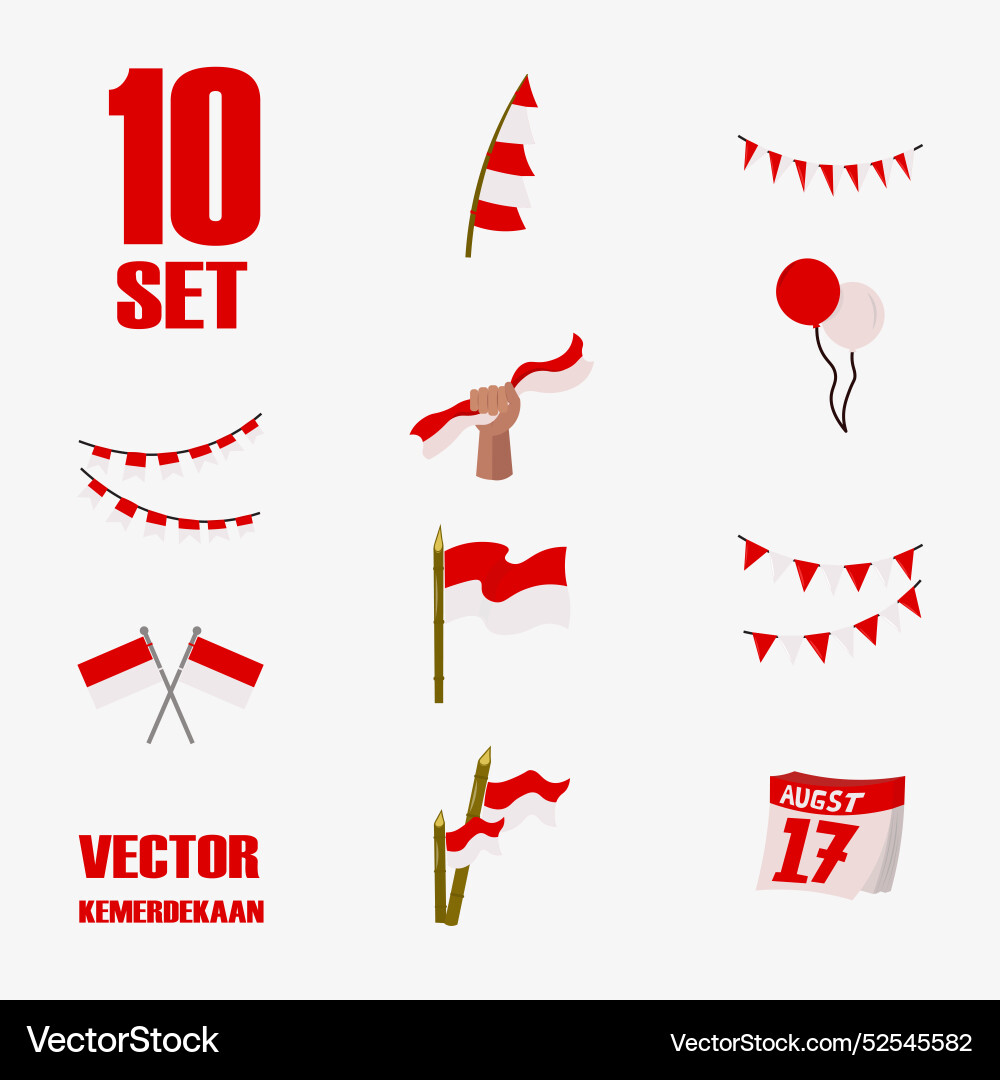Collection of indonesia independence day elements Vector Image