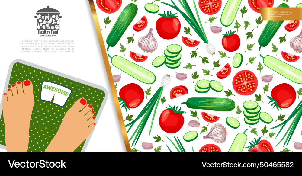 Healthy diet colorful concept Royalty Free Vector Image