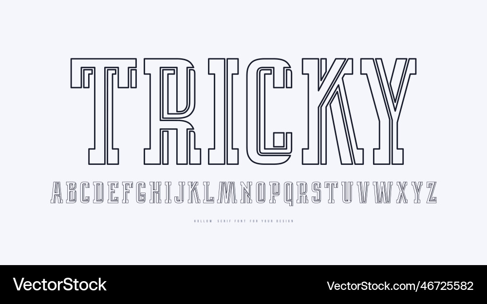 Hollow Interwoven Serif Font Royalty Free Vector Image
