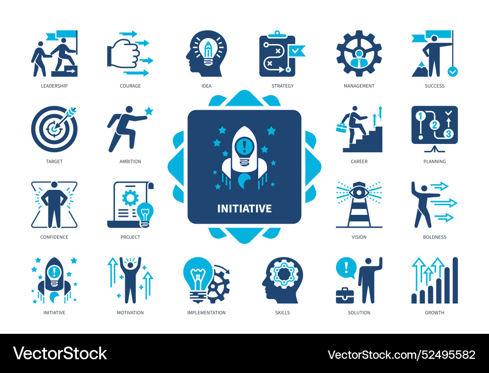 Initiative solid icon set Royalty Free Vector Image