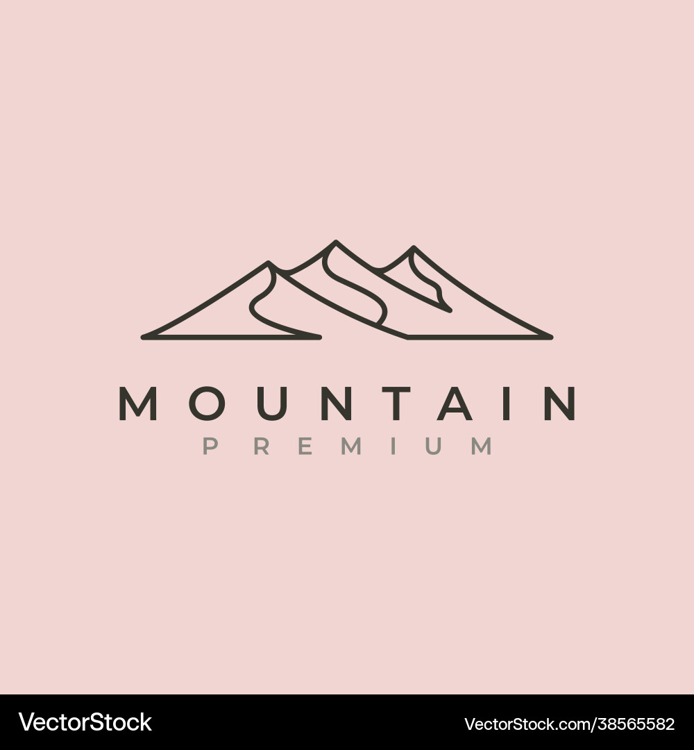 Mountain line art logo symbol design Royalty Free Vector