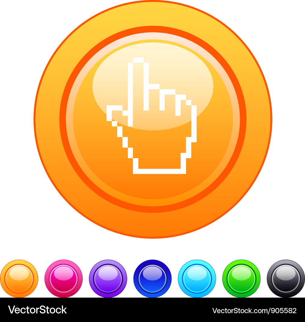 Pixel hand circle button Royalty Free Vector Image