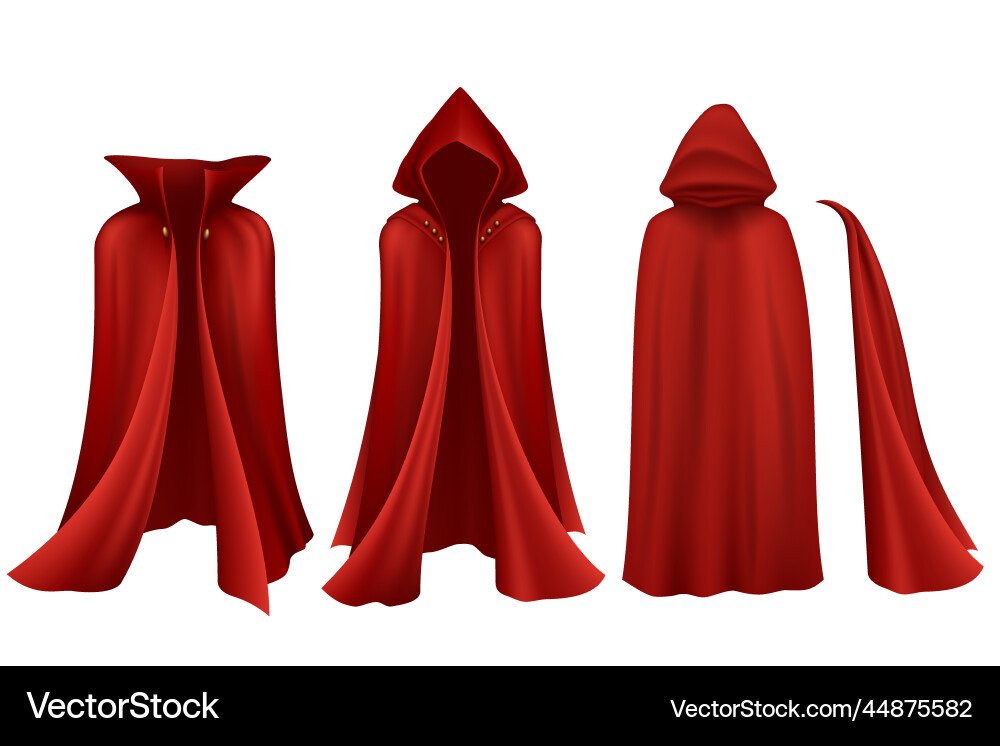 Red cloak set on white background Royalty Free Vector Image