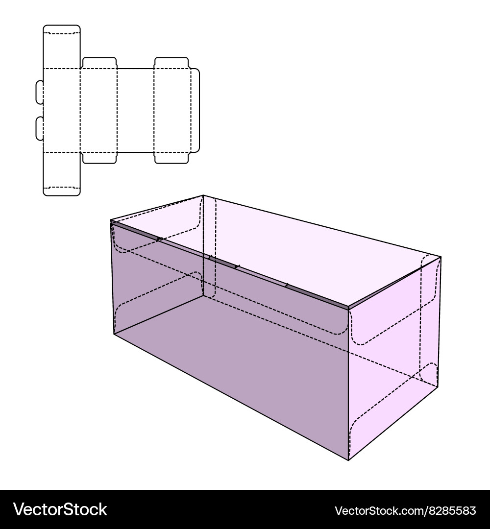 Box die line template Royalty Free Vector Image
