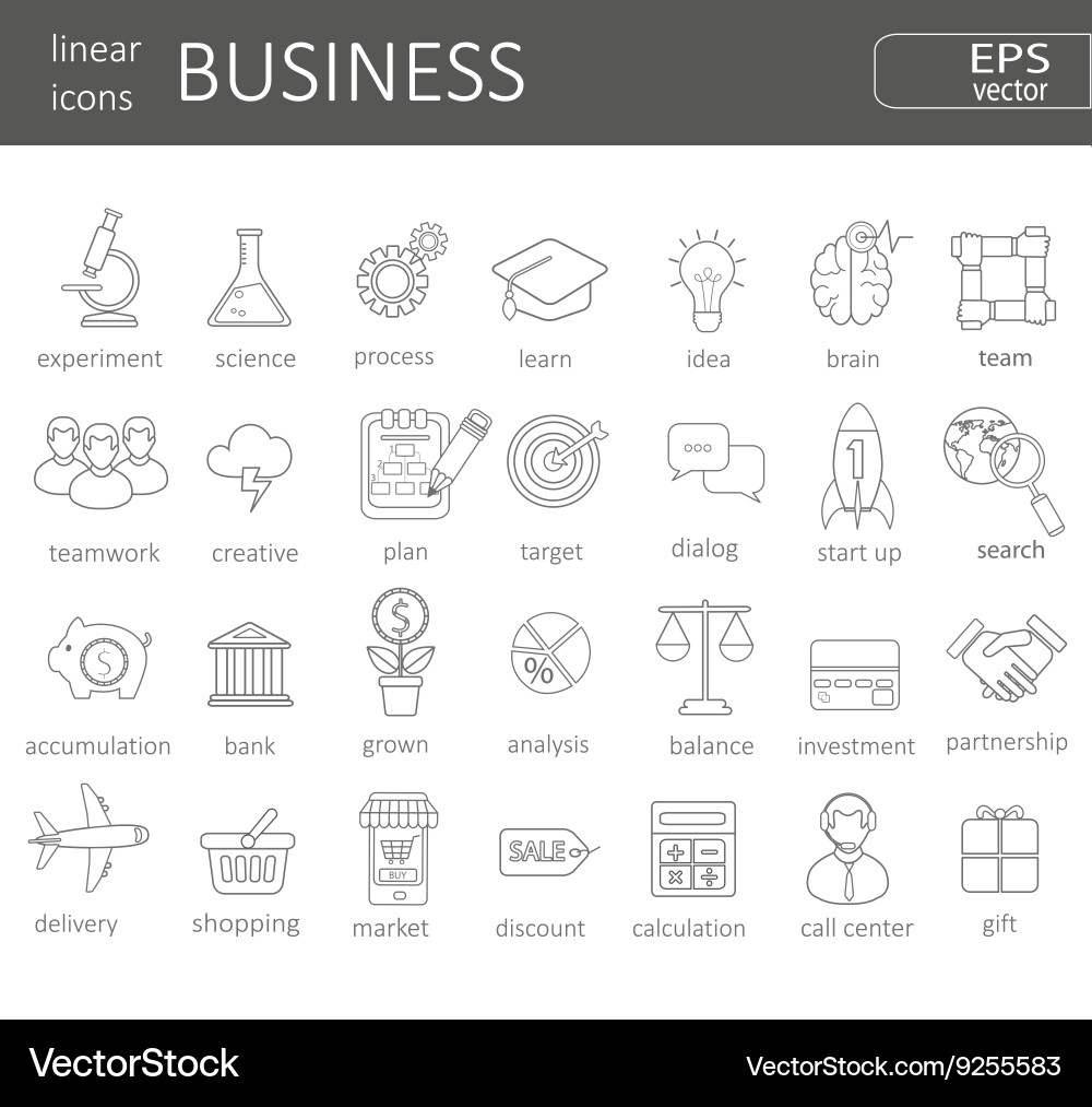 Business Icons - Linear Style Royalty Free Vector Image