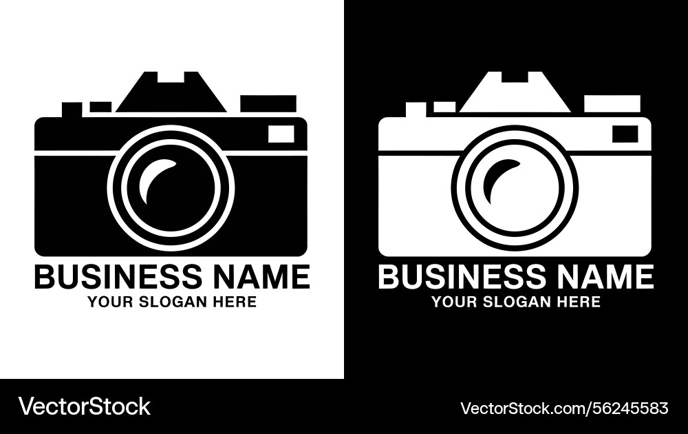 Camera frame logo bold black focus photographers Vector Image