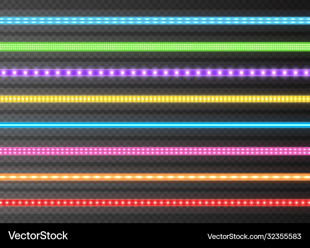 Colorful led strips collection bright luminous Vector Image