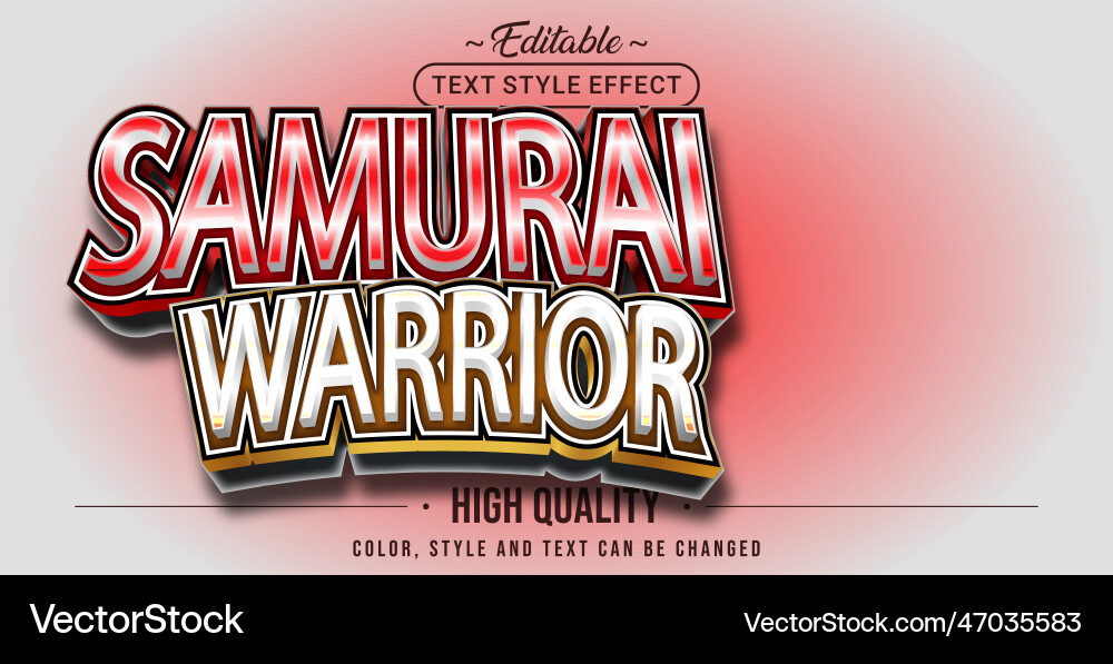 Editable text style effect - samurai warrior Vektorbild