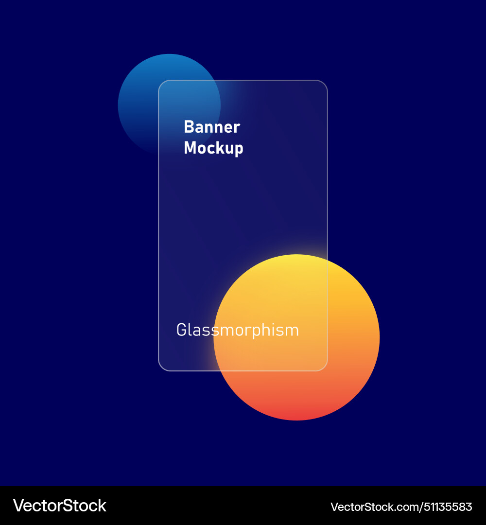 Glassmorphic banner mockup Royalty Free Vector Image