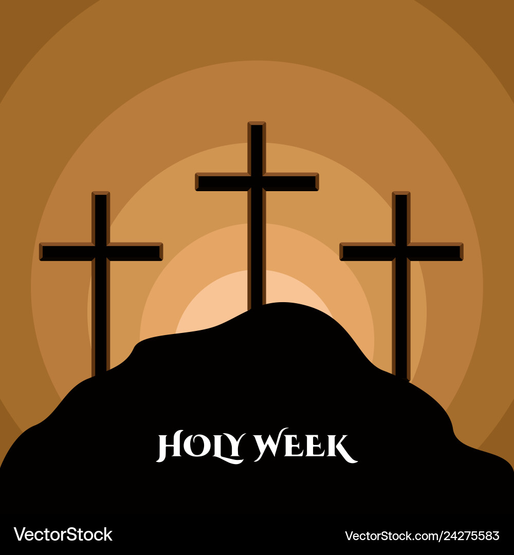Holy week banner with a calvary silhouette Vector Image