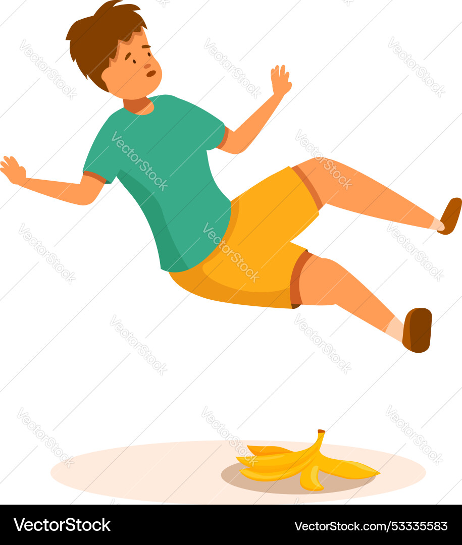 Man Falling on Banana Peel Royalty Free Vector Image