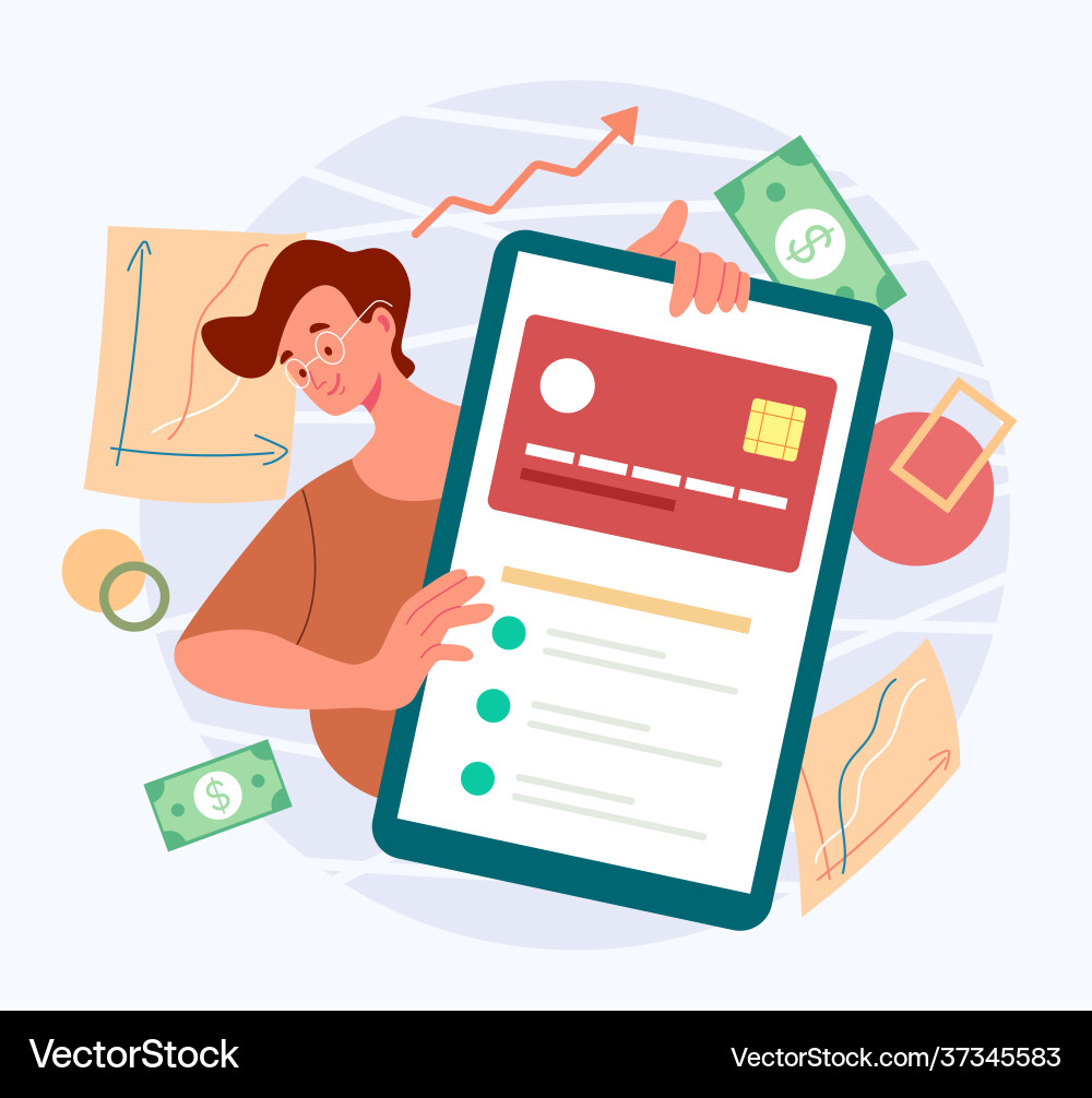 Mobile bank credit card service concept Royalty Free Vector