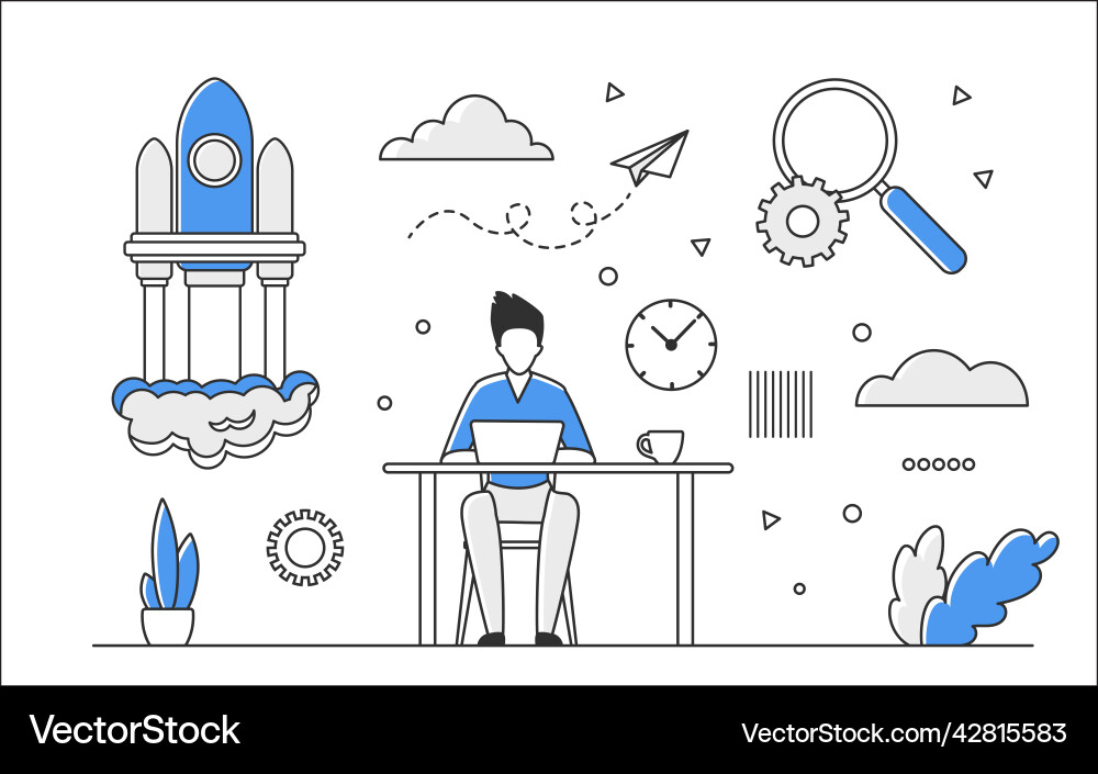 Space research and exploration project Royalty Free Vector