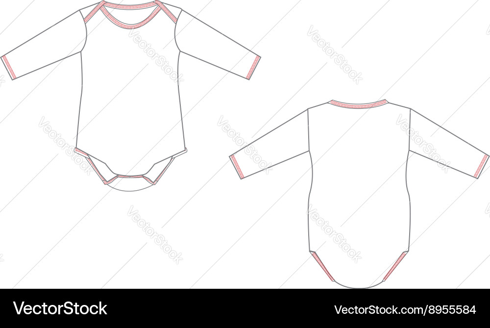 Babygrow front back view Royalty Free Vector Image