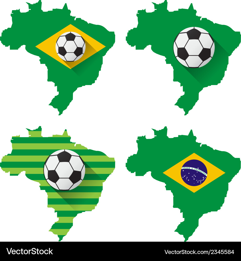 Brazil map with soccer ball Royalty Free Vector Image