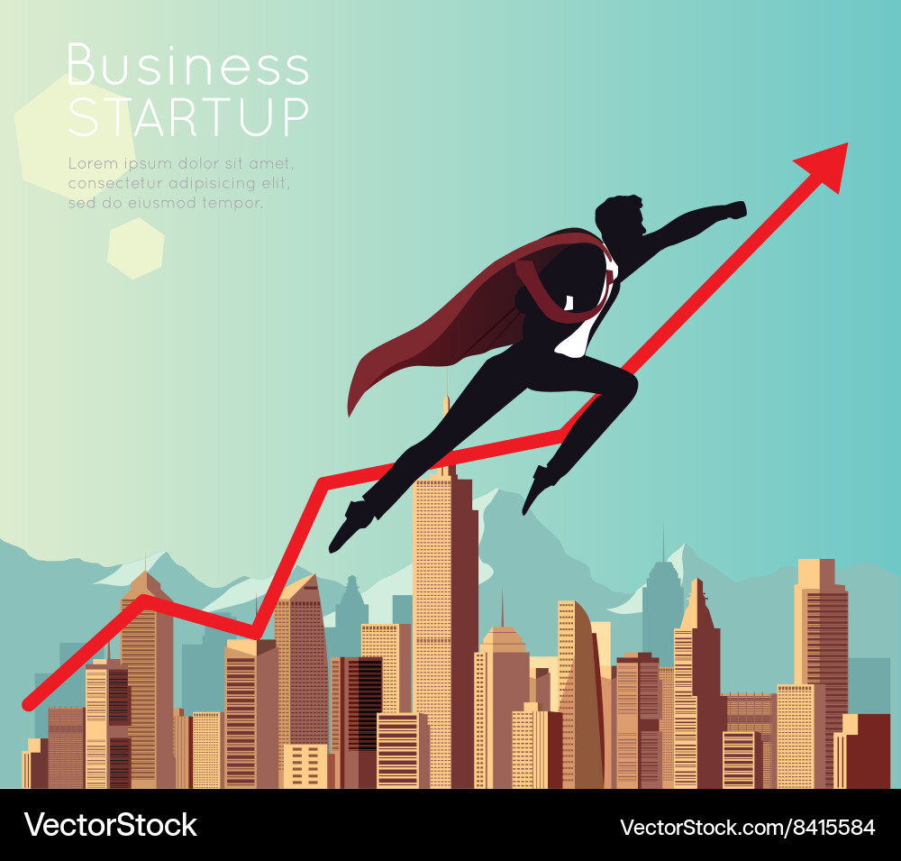 Business superhero for start up Royalty Free Vector Image