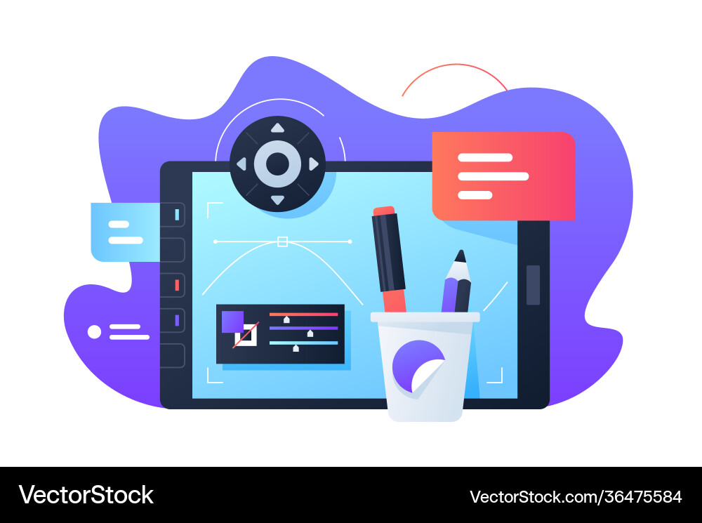 Create design on tablet Royalty Free Vector Image