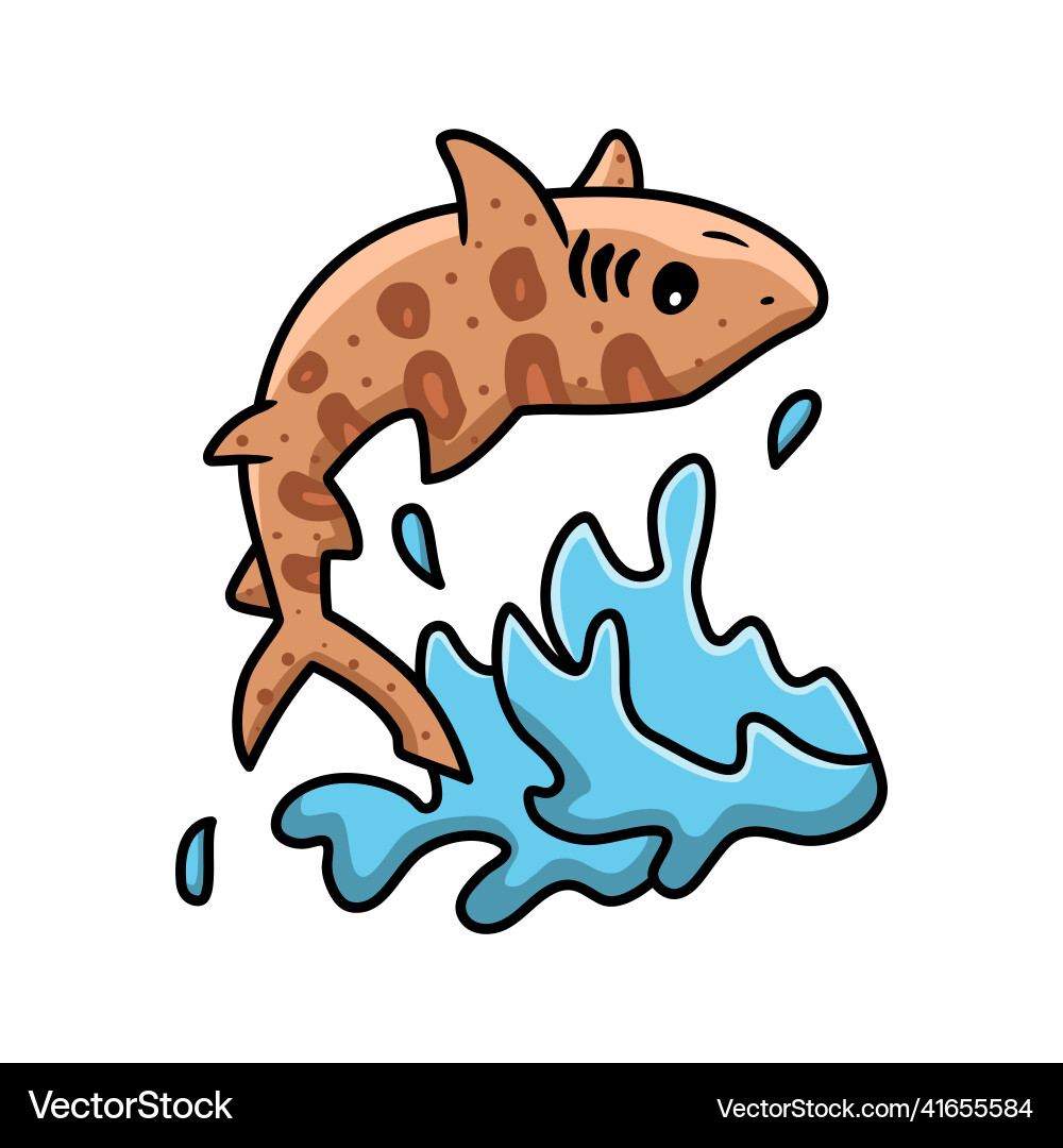 Cute tiger shark cartoon jumping Royalty Free Vector Image