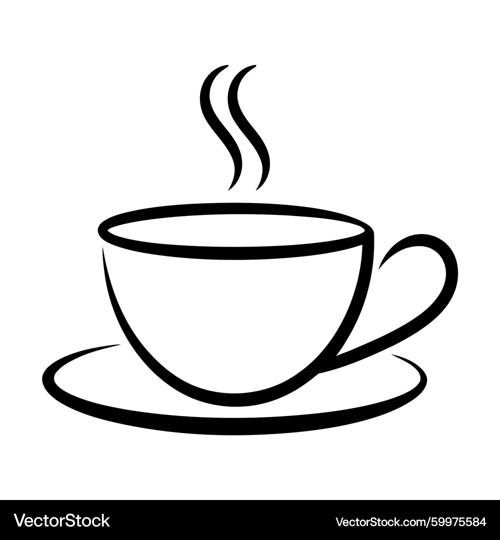 Elegant Tea Cup Line Art Royalty Free Vector Image