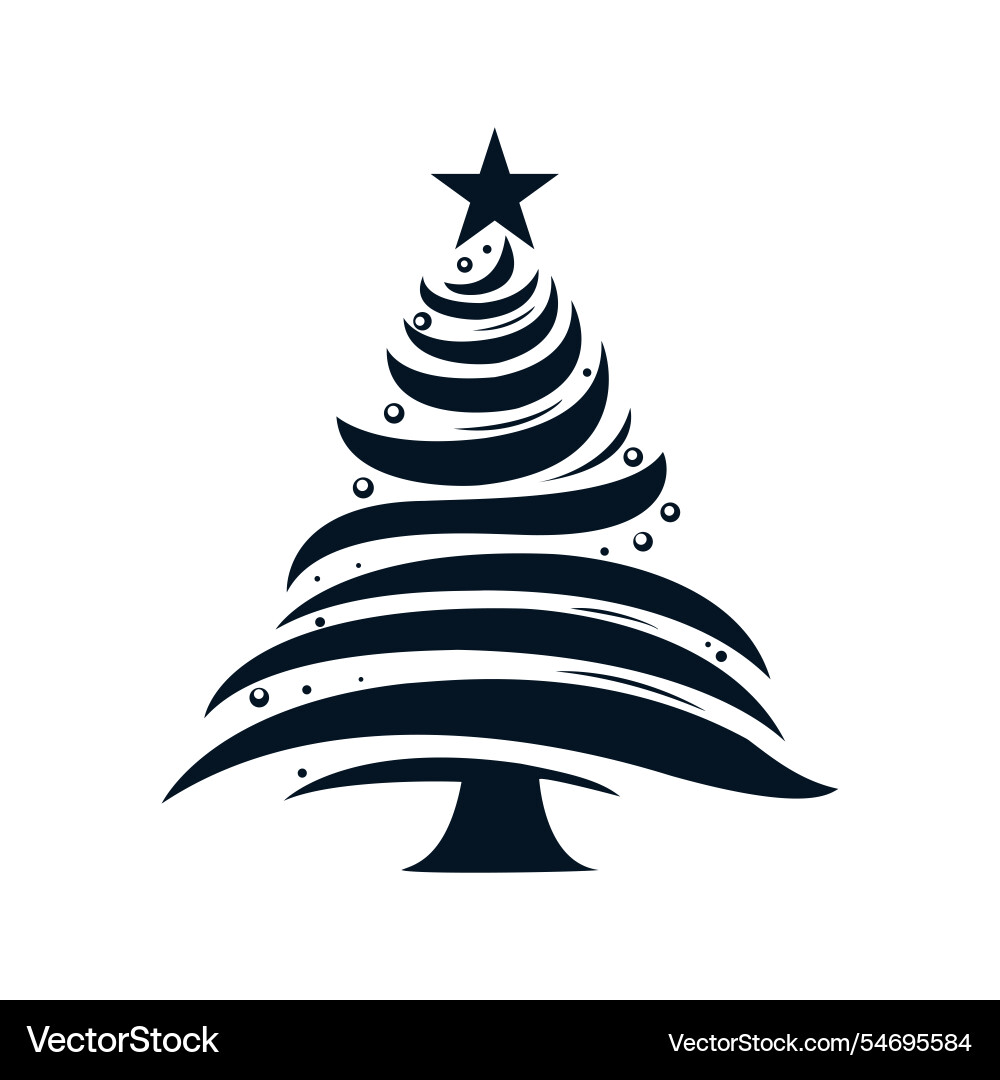 Minimalist black christmas tree star Royalty Free Vector
