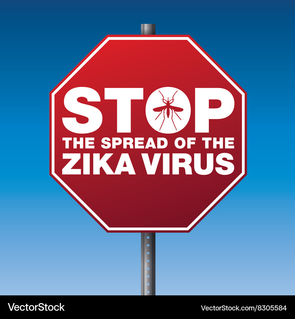 Red stop sign zka virus Royalty Free Vector Image
