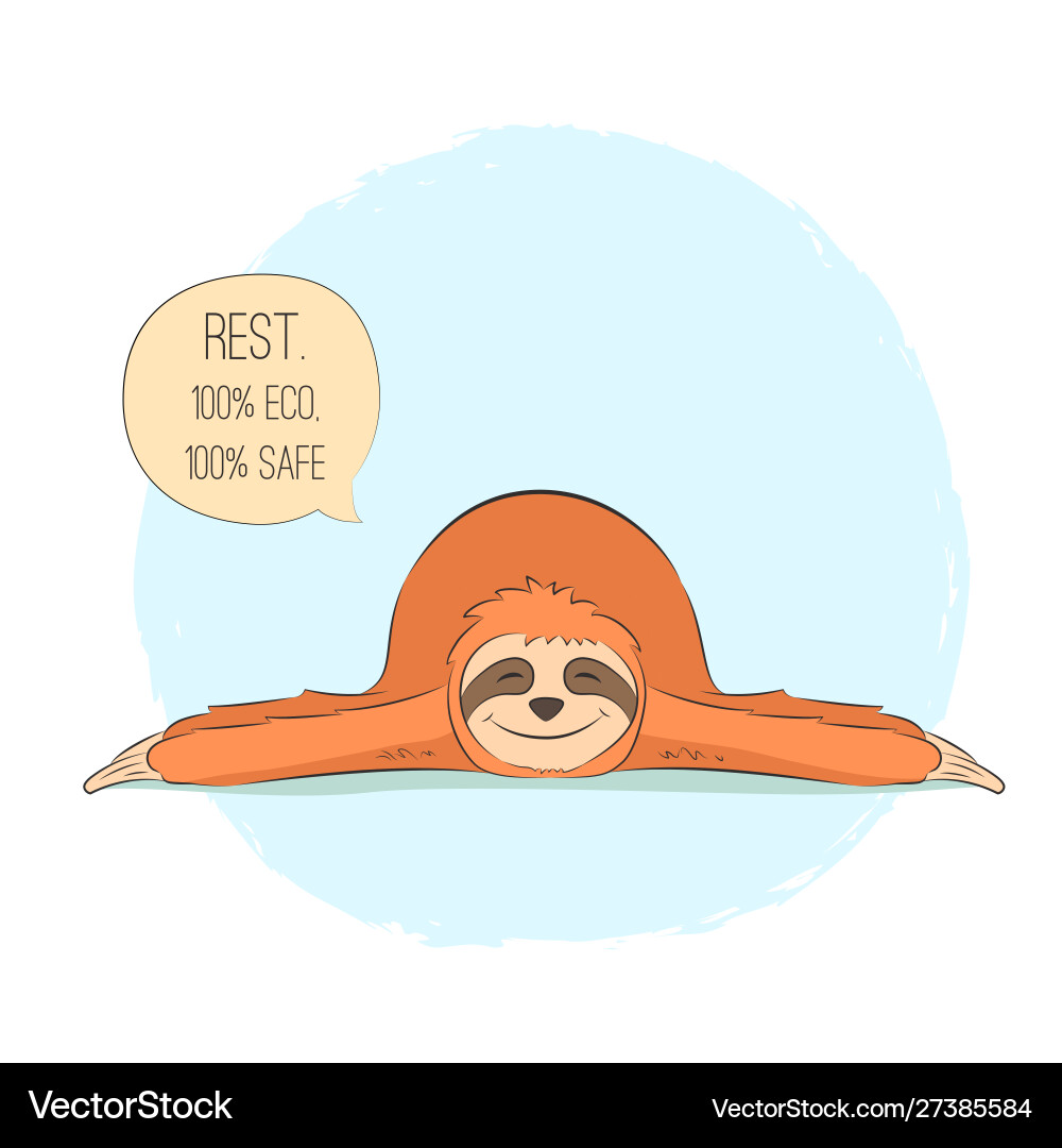 Sloth in yoga pose shavasana Royalty Free Vector Image