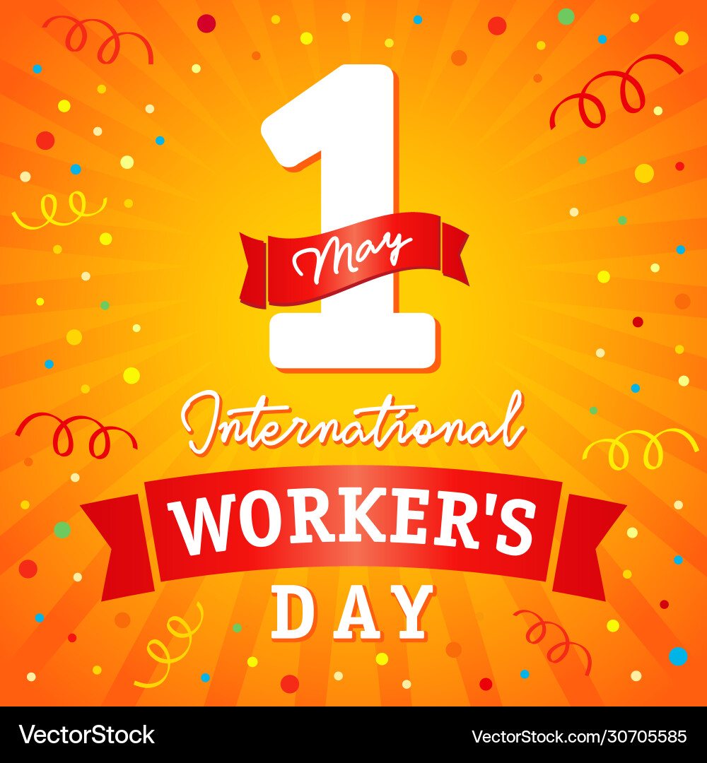 1 may international workers day banner Royalty Free Vector